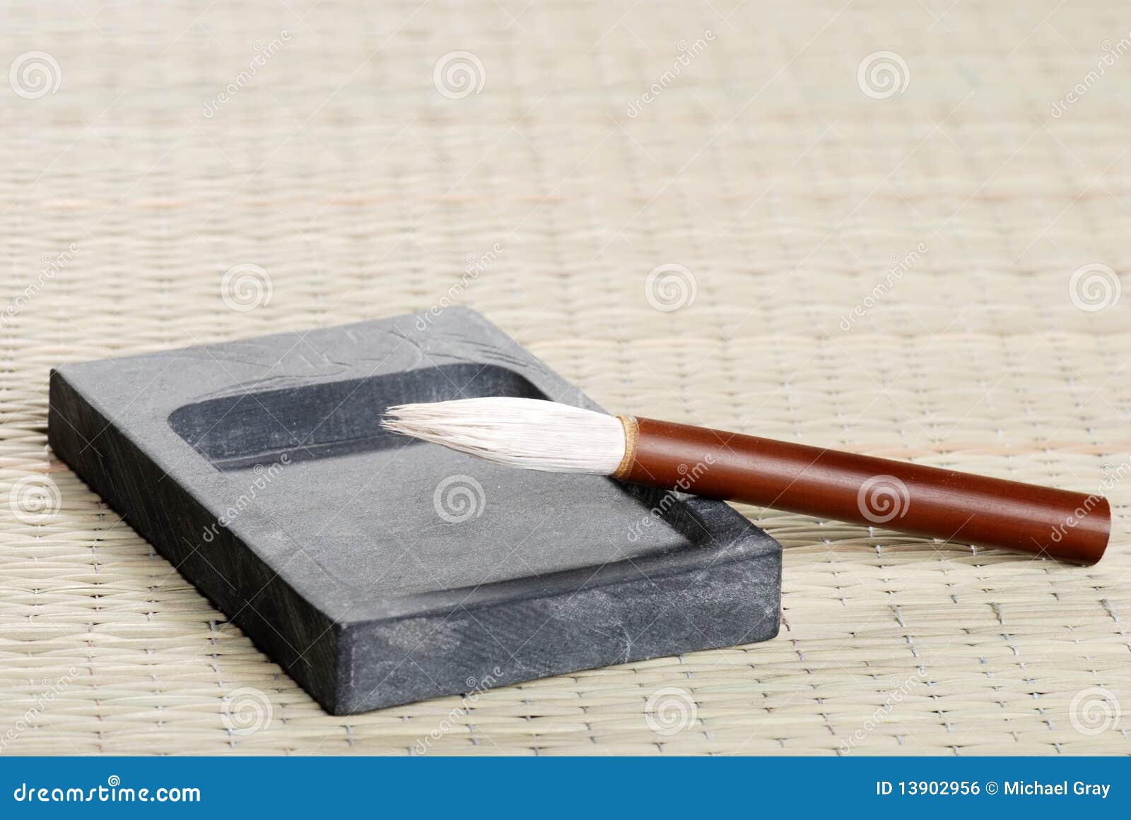 Ink Stone and Calligraphy Brush Stock Photo - Image of traditional ...