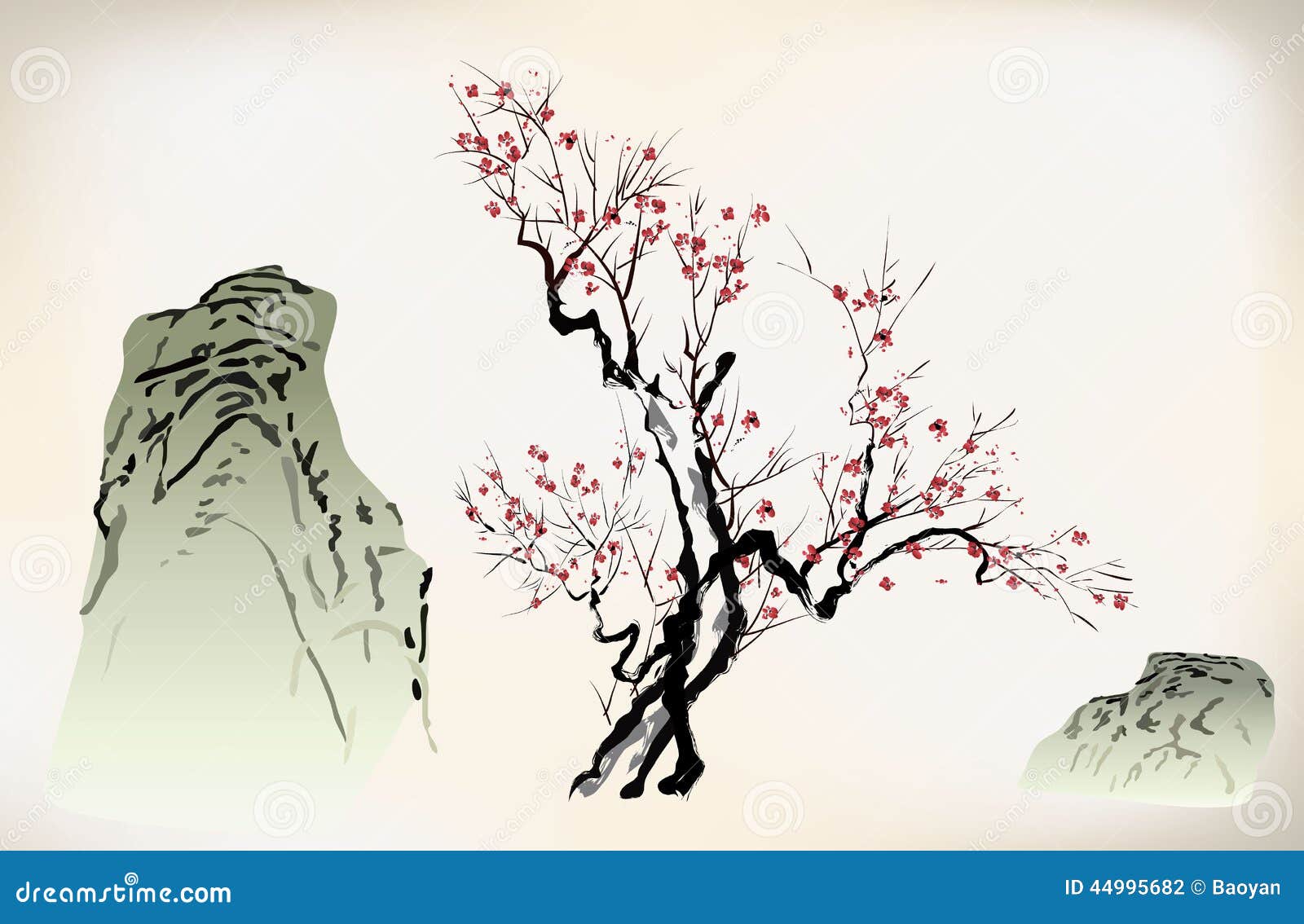 Ink style blossom stock vector. Illustration of tree - 44995682