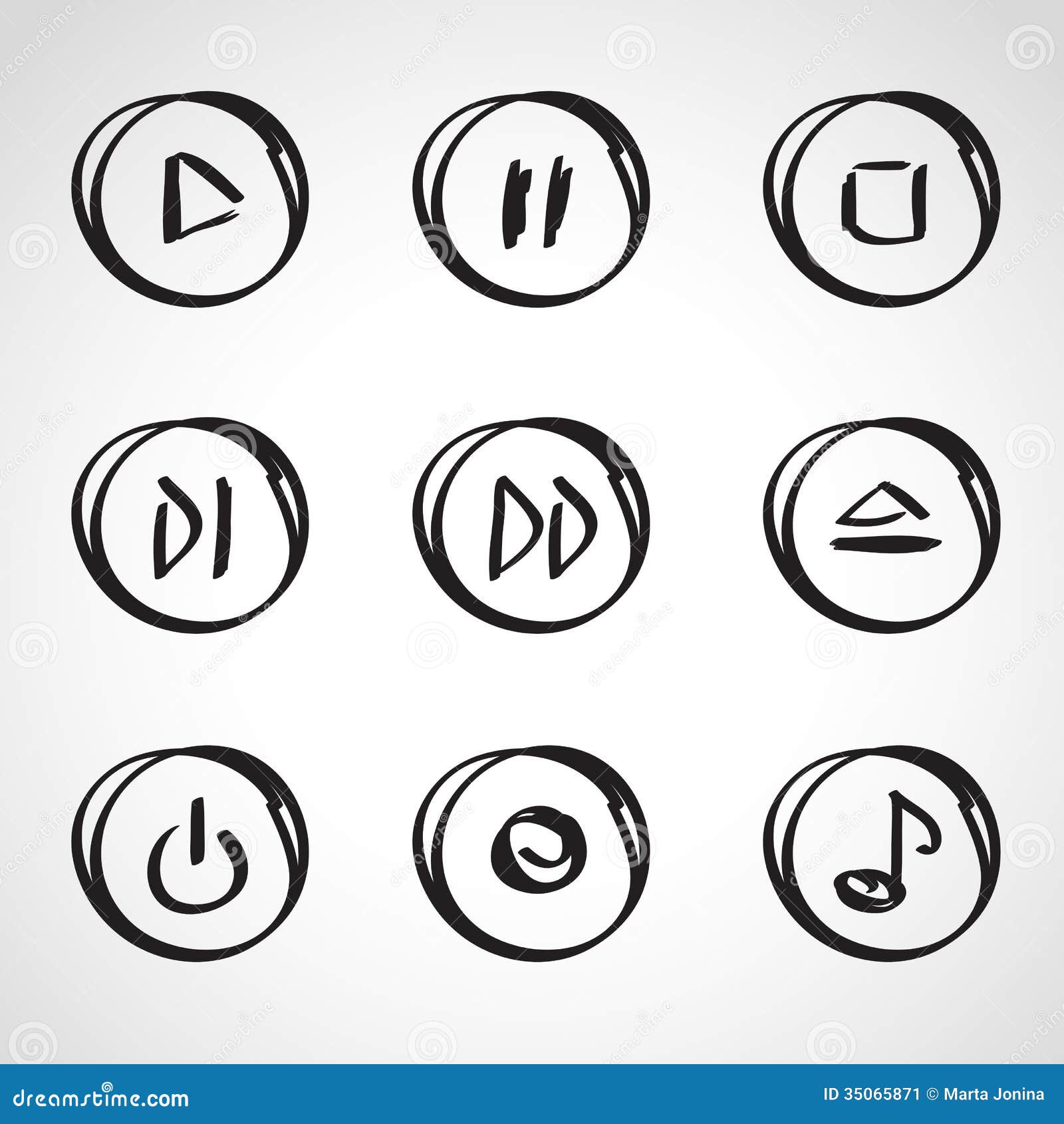 Ink Style Sketch Set - Media Player Elements Stock Vector ...