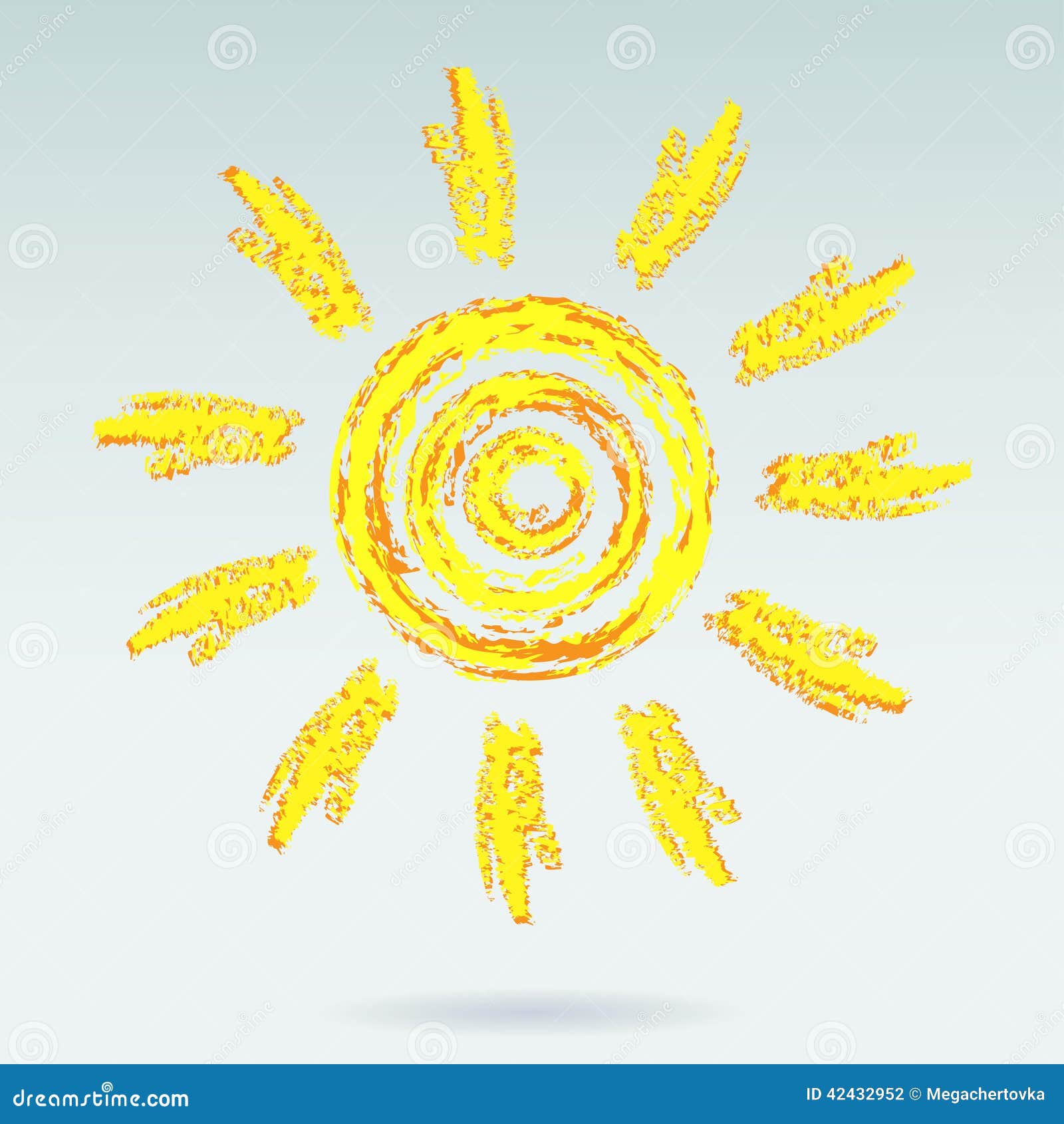 Ink Sun on Light Blue Background Stock Illustration - Illustration of ...