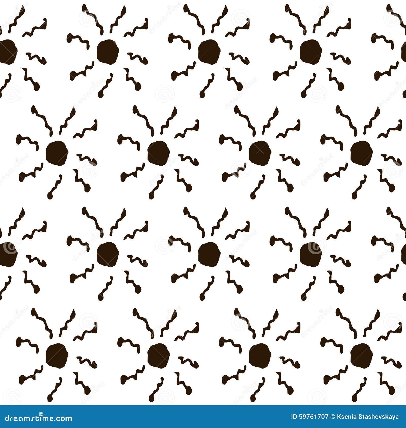 Ink Sun Monochrome Seamless Pattern Stock Vector - Illustration of ...