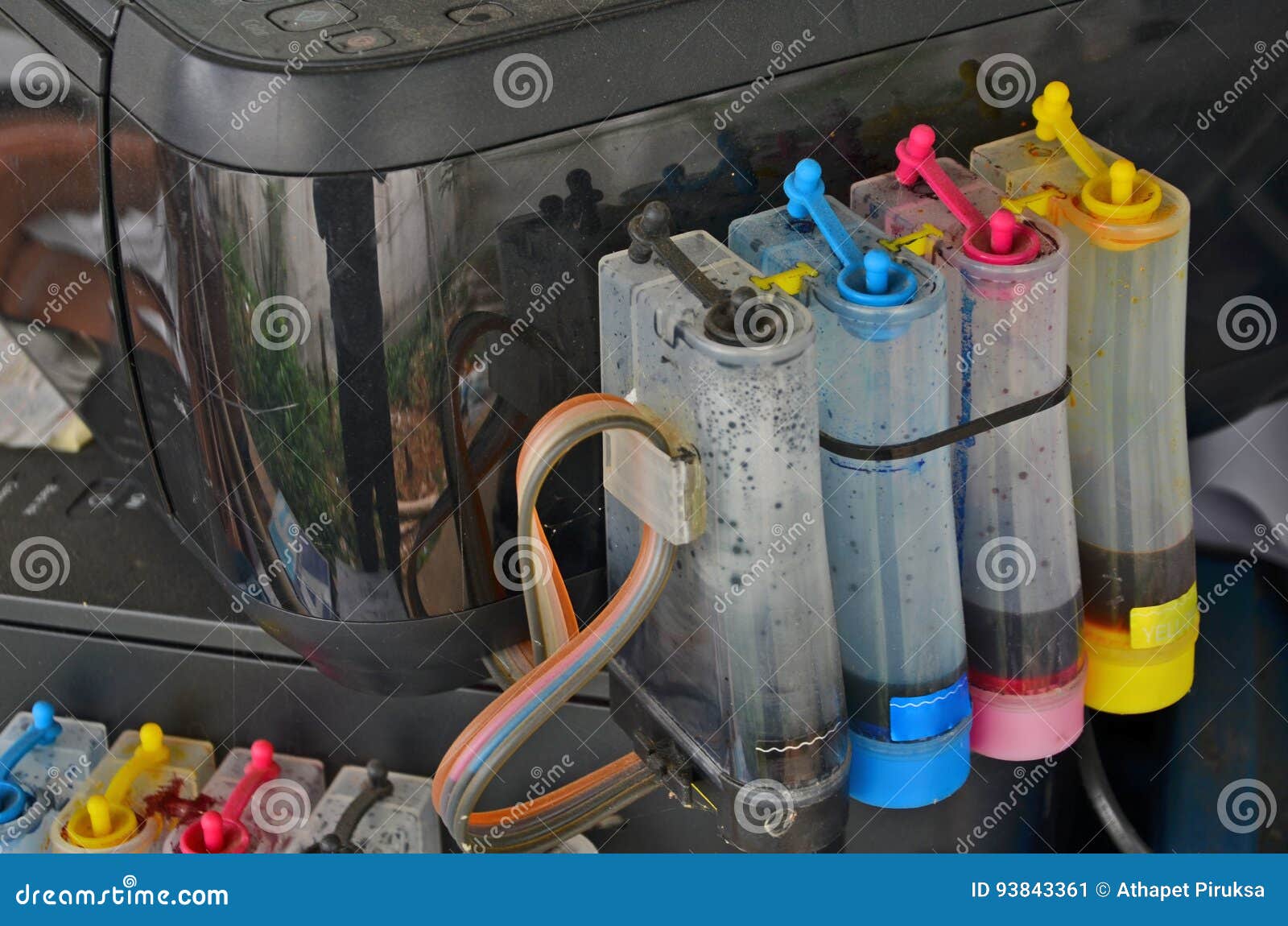 Ink Tanks and Black Printer Stock Image - Image of tank, printer: 93843361