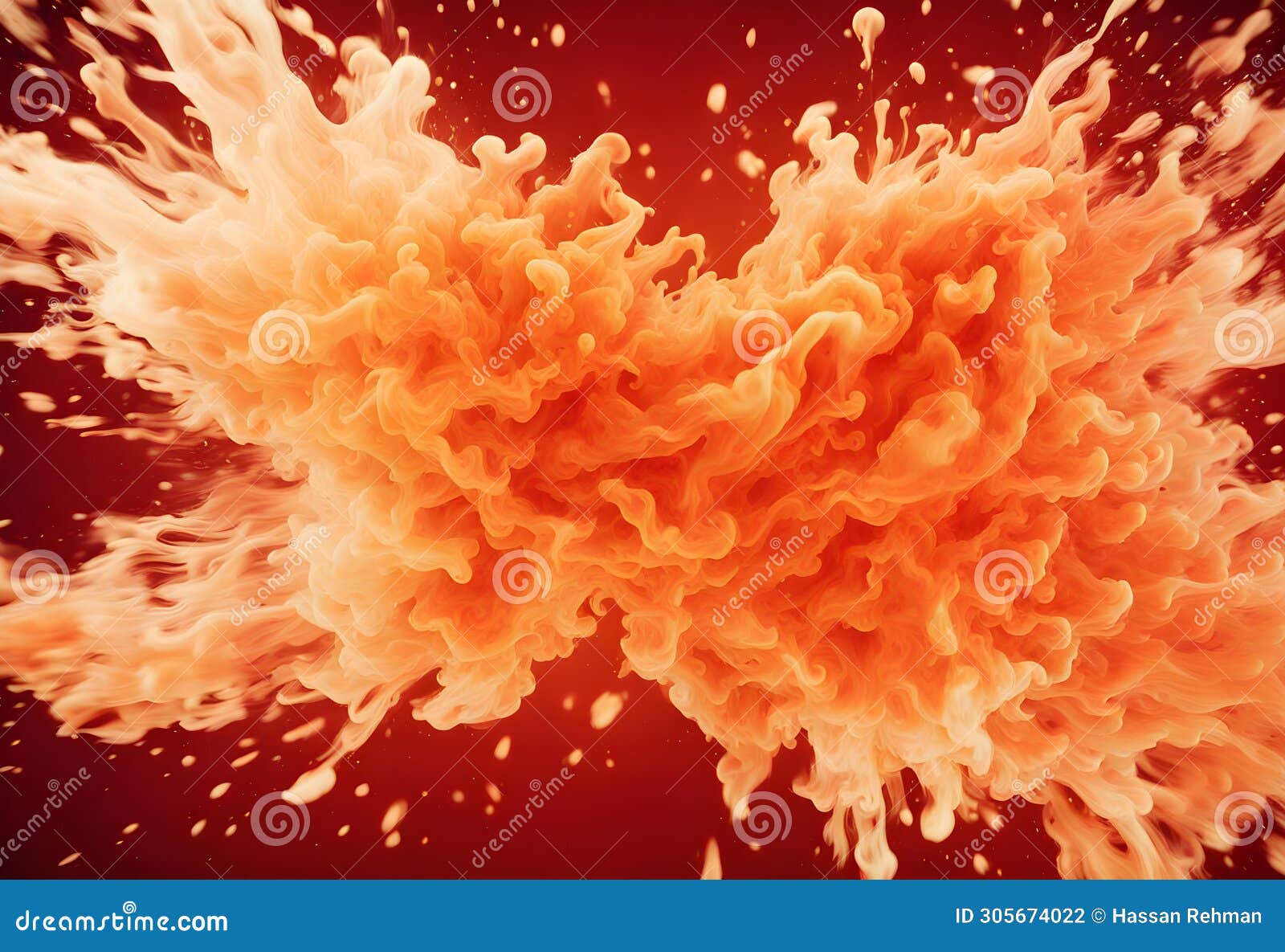 Ink Water Explosion Effect. Orange Fire Flames Stock Illustration ...