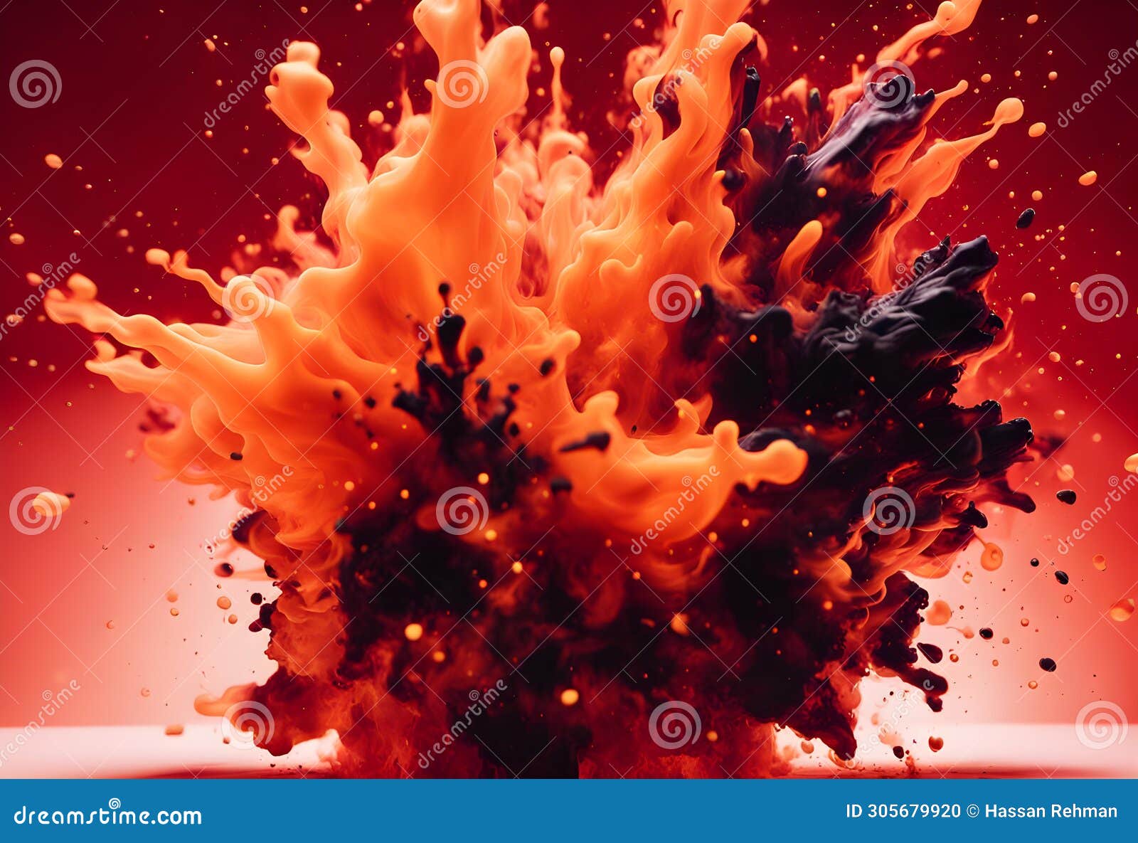 Ink Water Explosion Effect. Orange Fire Flames Stock Illustration ...