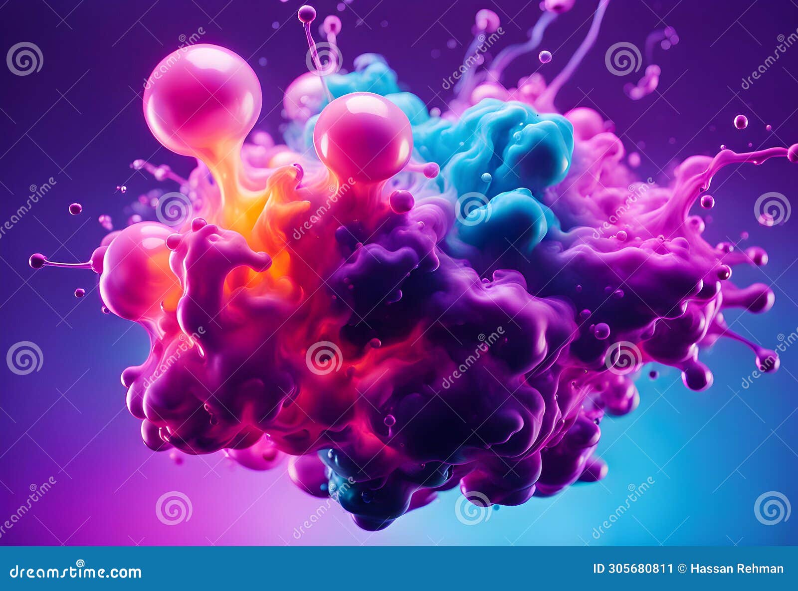 Ink Water Shot. Neon Smoke Cloud Stock Illustration - Illustration of ...