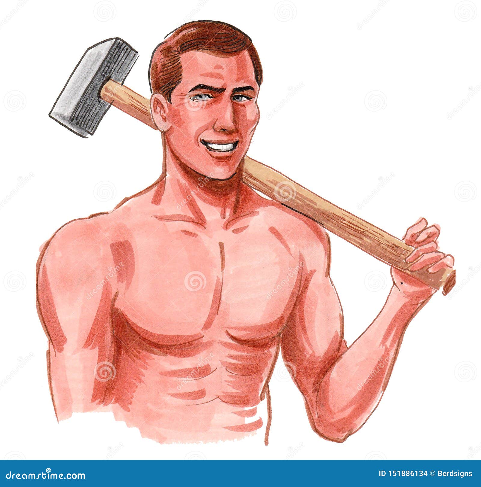 Strong worker stock photo. Image of working, character - 151886134