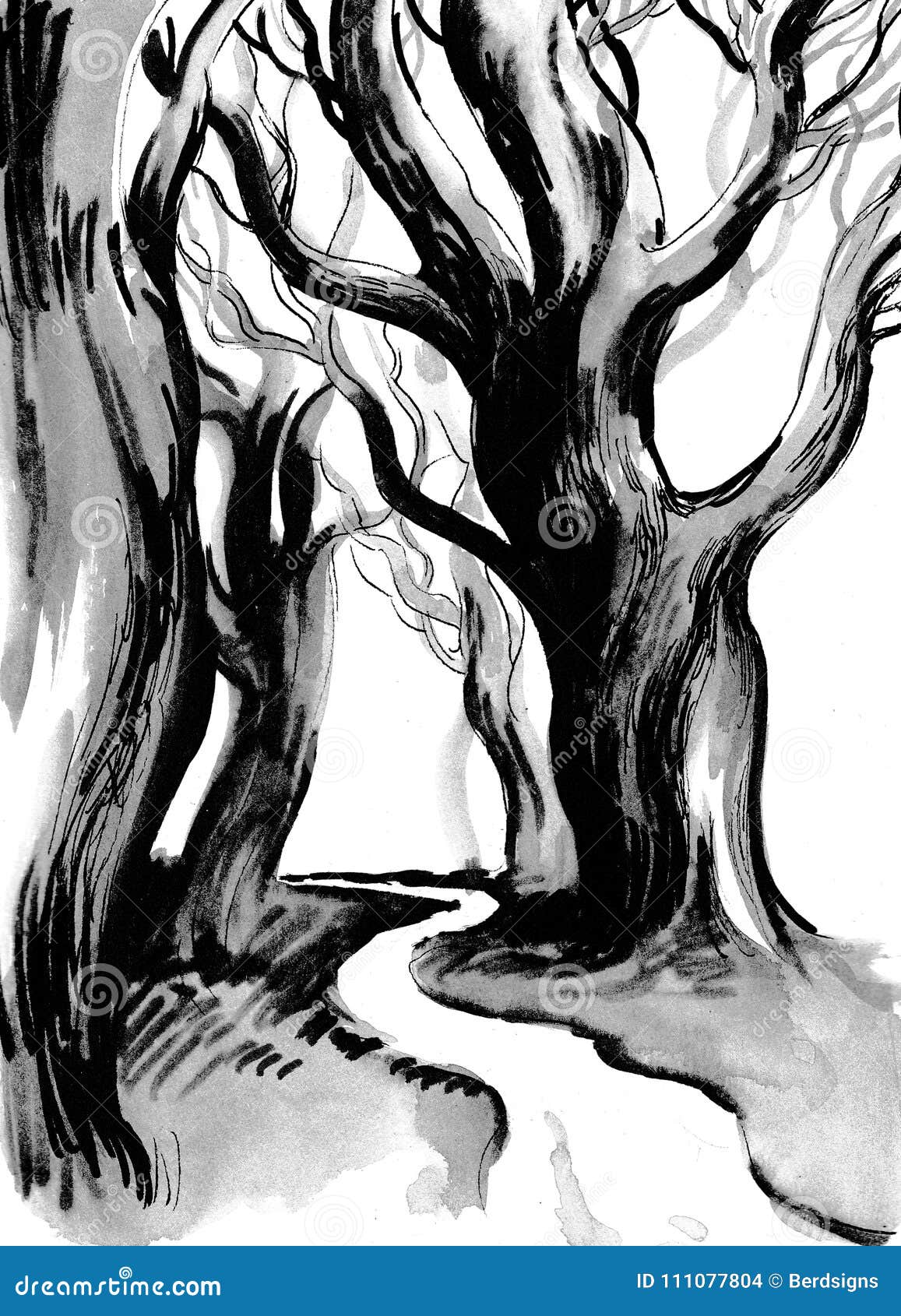 Path in forest stock illustration. Illustration of path - 111077804