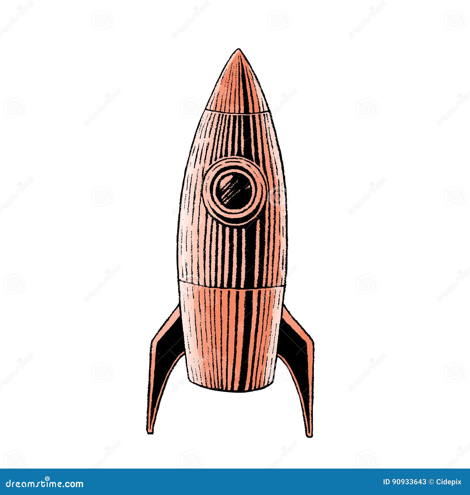 Ink and Watercolor Sketch of a Rocket Stock Vector - Illustration of ...