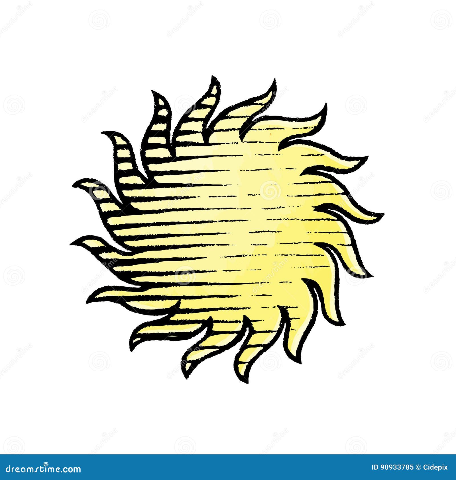 Ink and Watercolor Sketch of Sun Stock Vector - Illustration of design ...