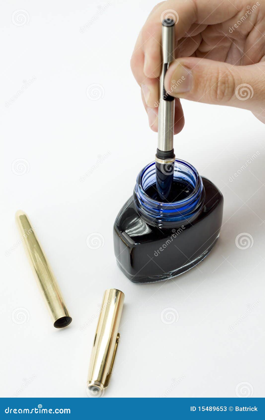 Ink Well and Gold Vintage Pen Stock Image - Image of fashioned, vintage ...