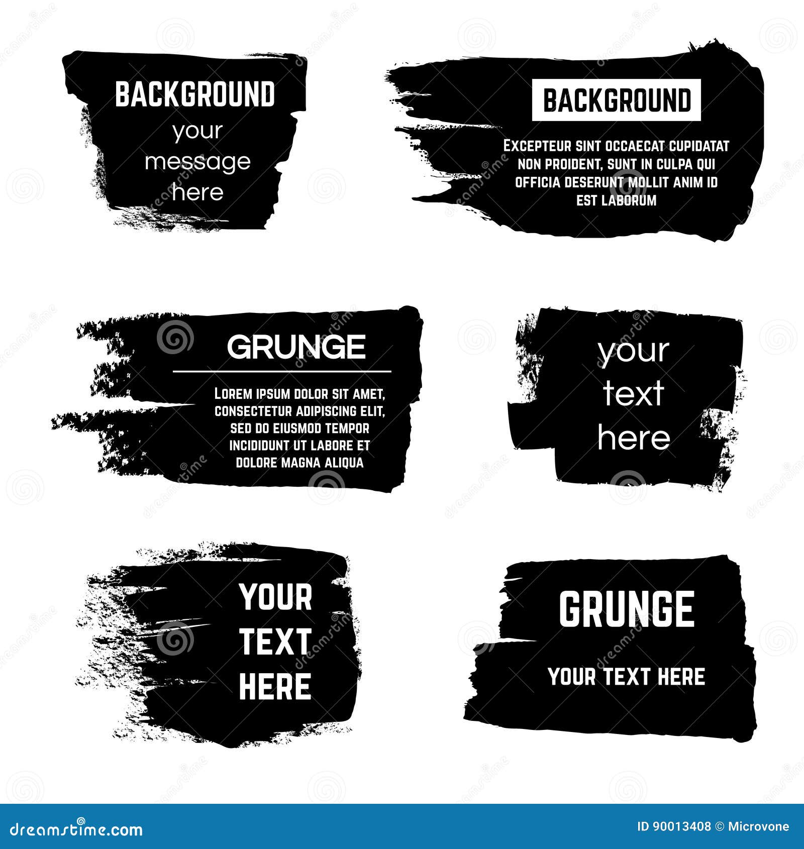 Inked Black Paint Brushed Rectangle Boxes and Frames Vector Stock Stock ...