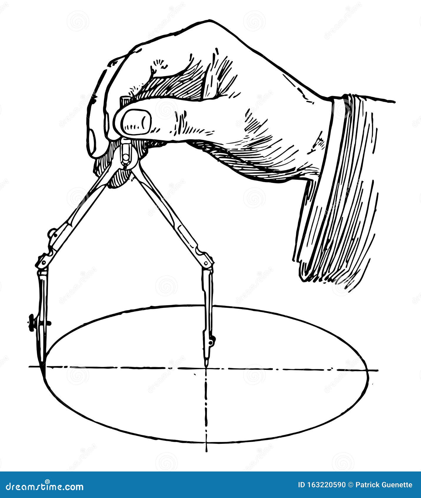 Inking A Circle, Exacting Demands, Vintage Engraving Vector ...