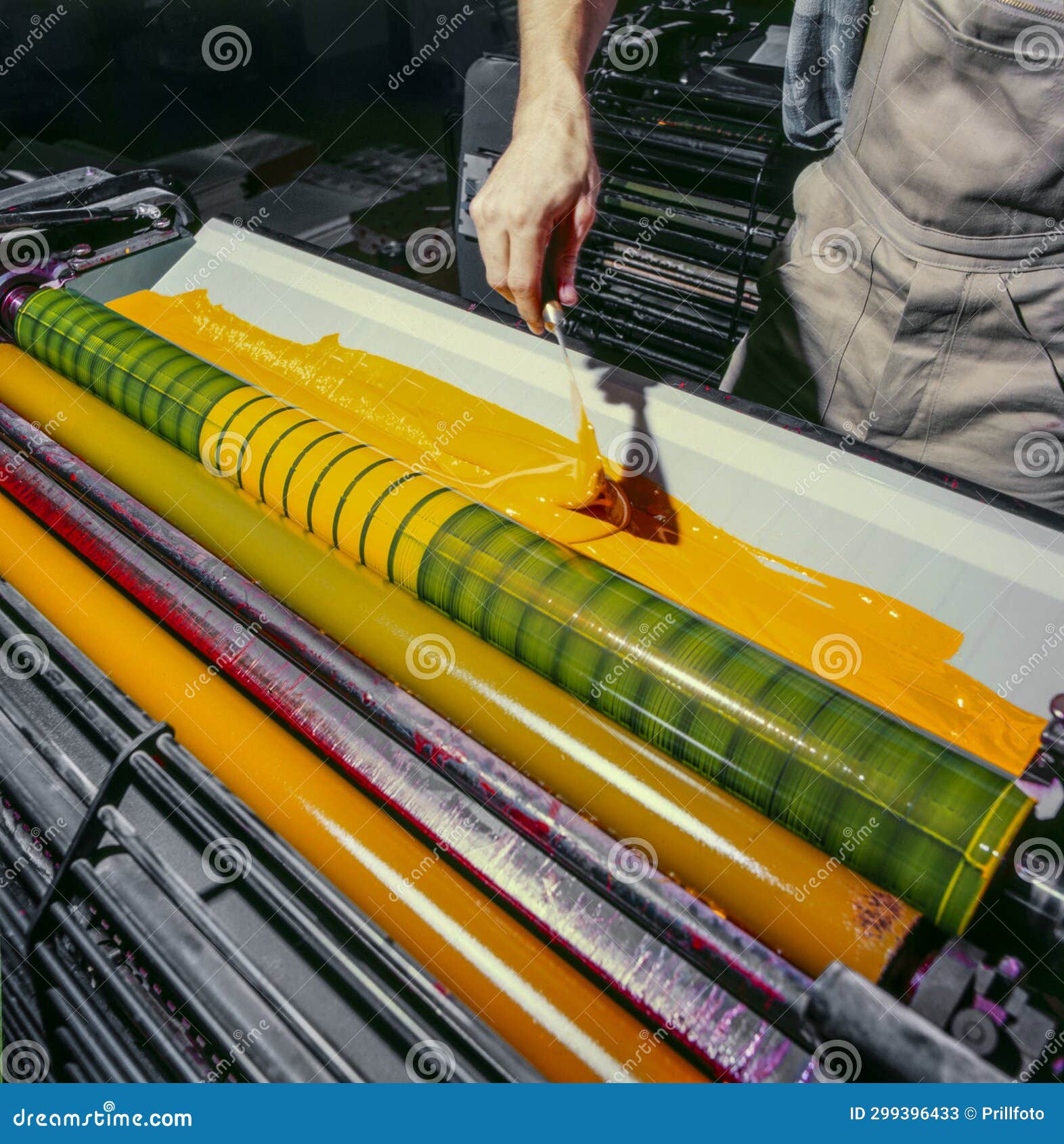 Inking rollers stock image. Image of press, industrial - 299396433