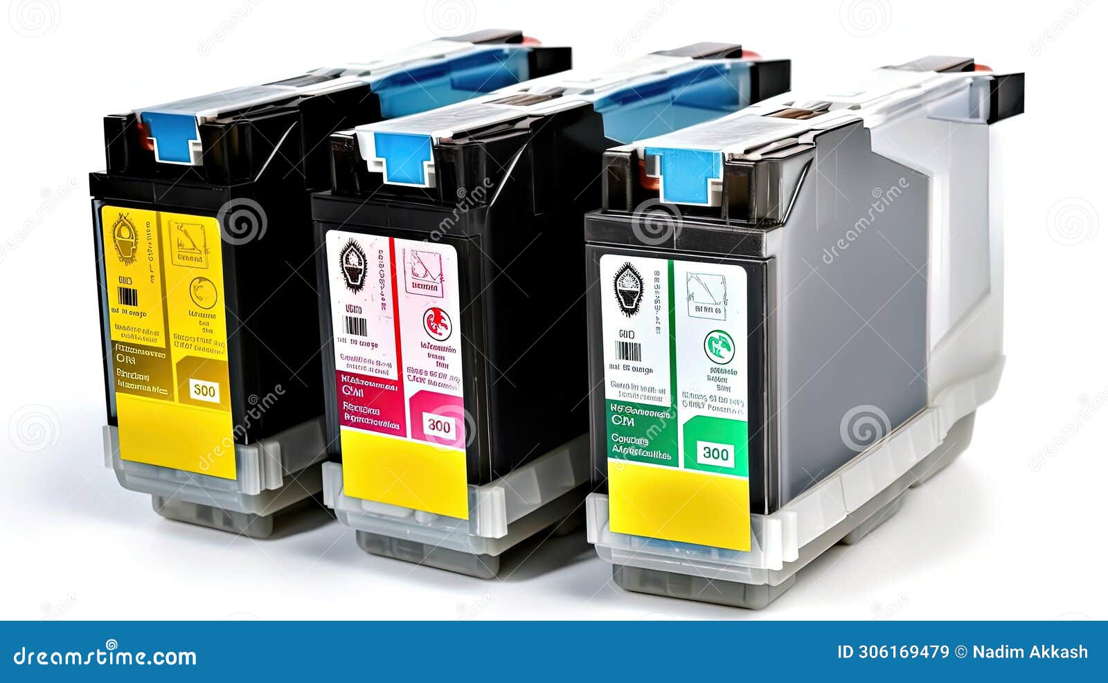Inkjet CMYK Printer Cartridges Isolated on White Generative Ai Stock ...