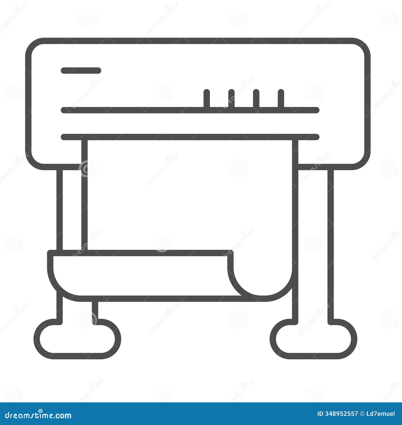 Inkjet Plotter with Paper Thin Line Icon, Architect Studio Concept ...