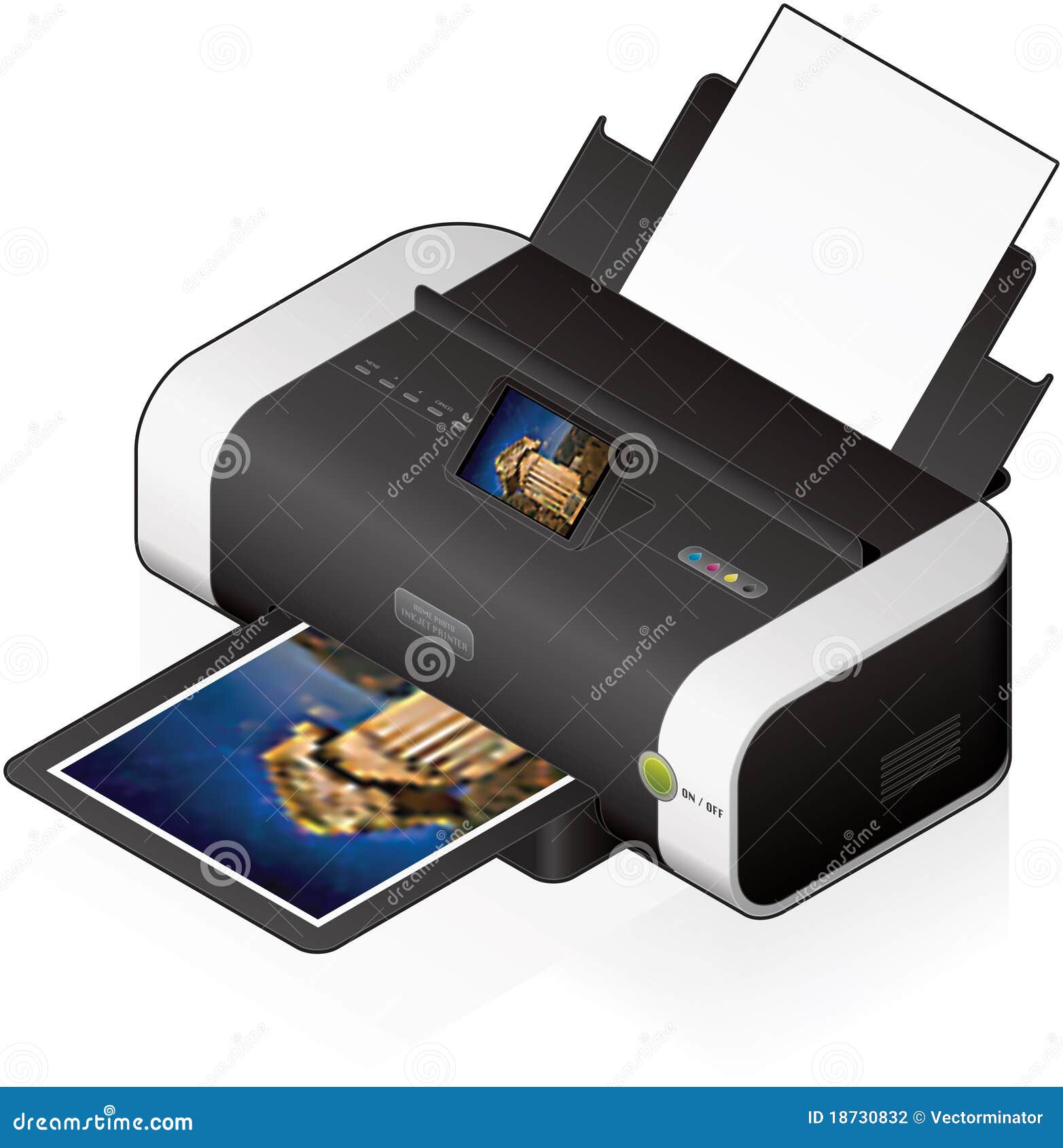 Isometric Inkjet Printer. Printing Documents In Office Using Copiers ...