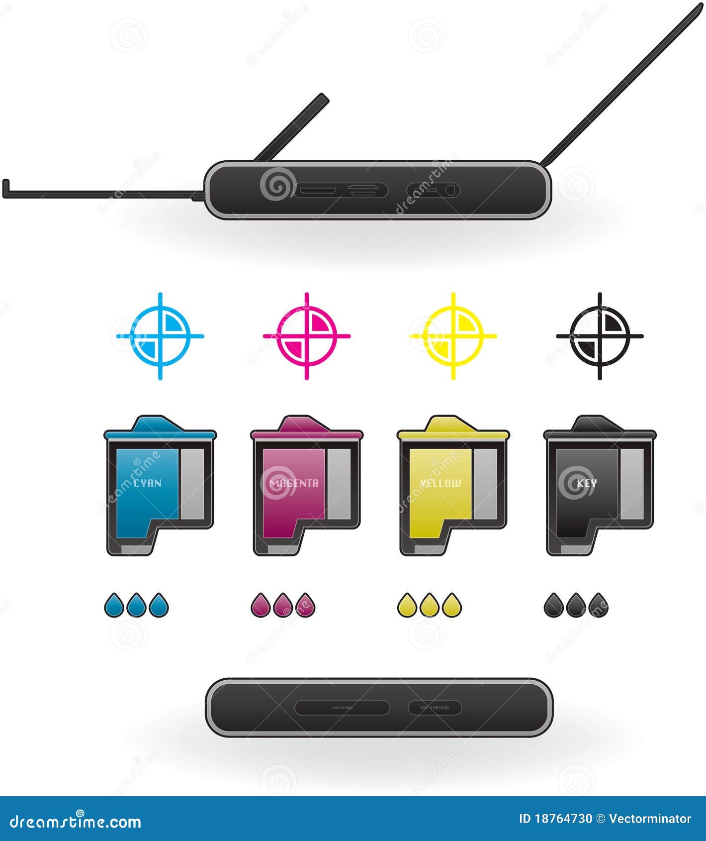 InkJet Printer stock vector. Illustration of silver, inkjet - 18764730