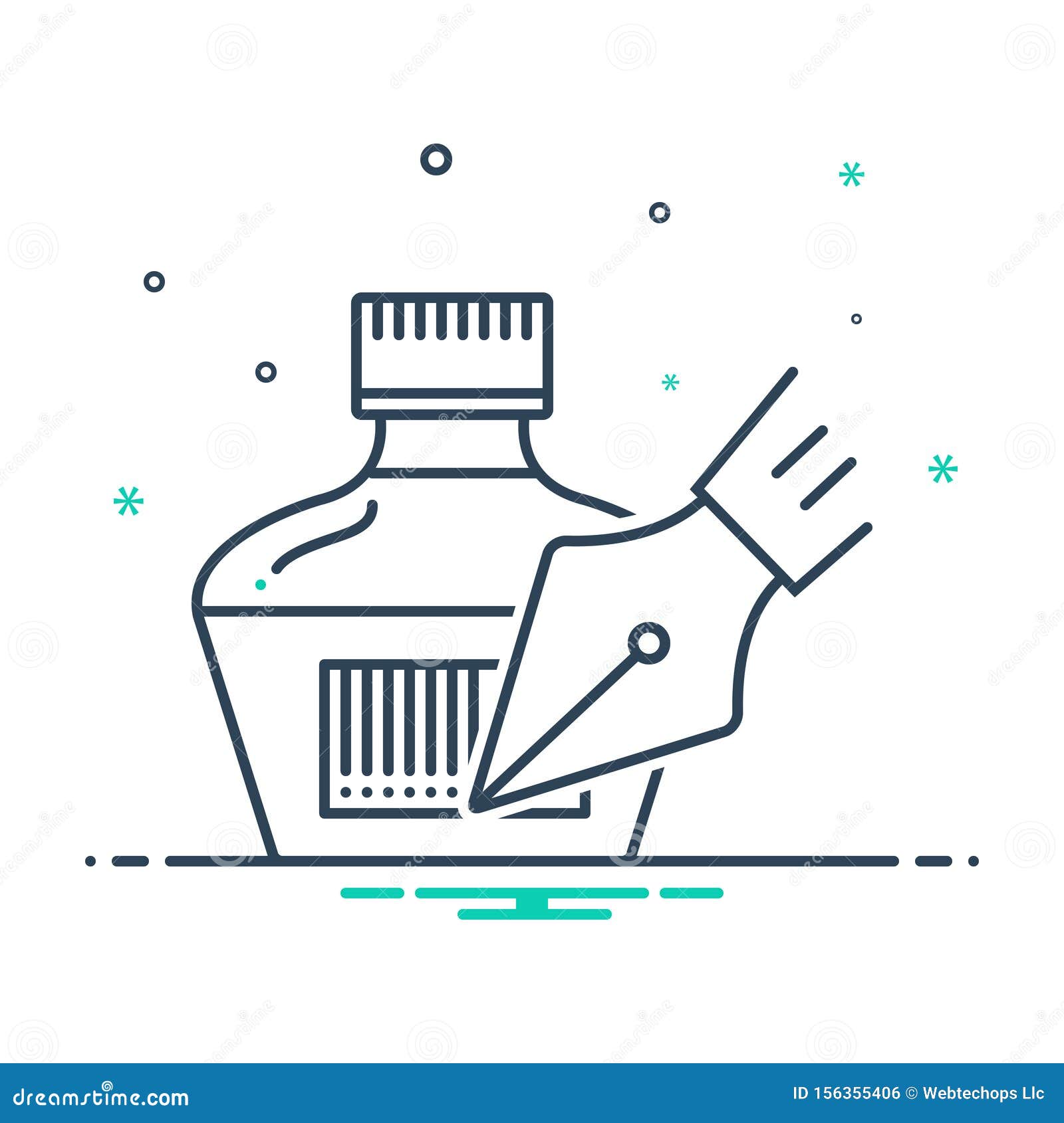 Black Mix Icon for Inkpot, Pen and Calligraphy Stock Vector ...