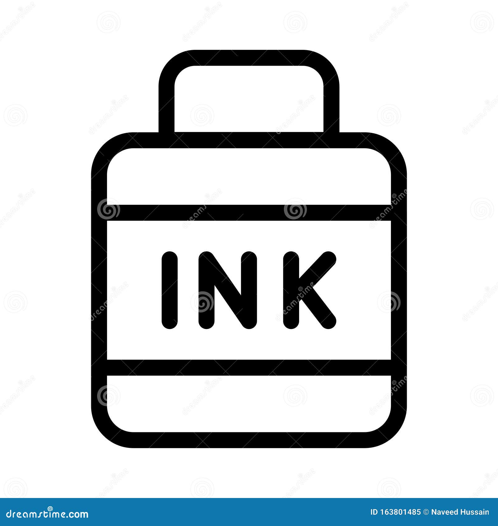 Inkpot Vector Thin Line Icon Stock Vector - Illustration of paper ...
