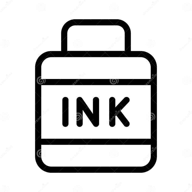 Inkpot Vector Thin Line Icon Stock Vector - Illustration of paper ...