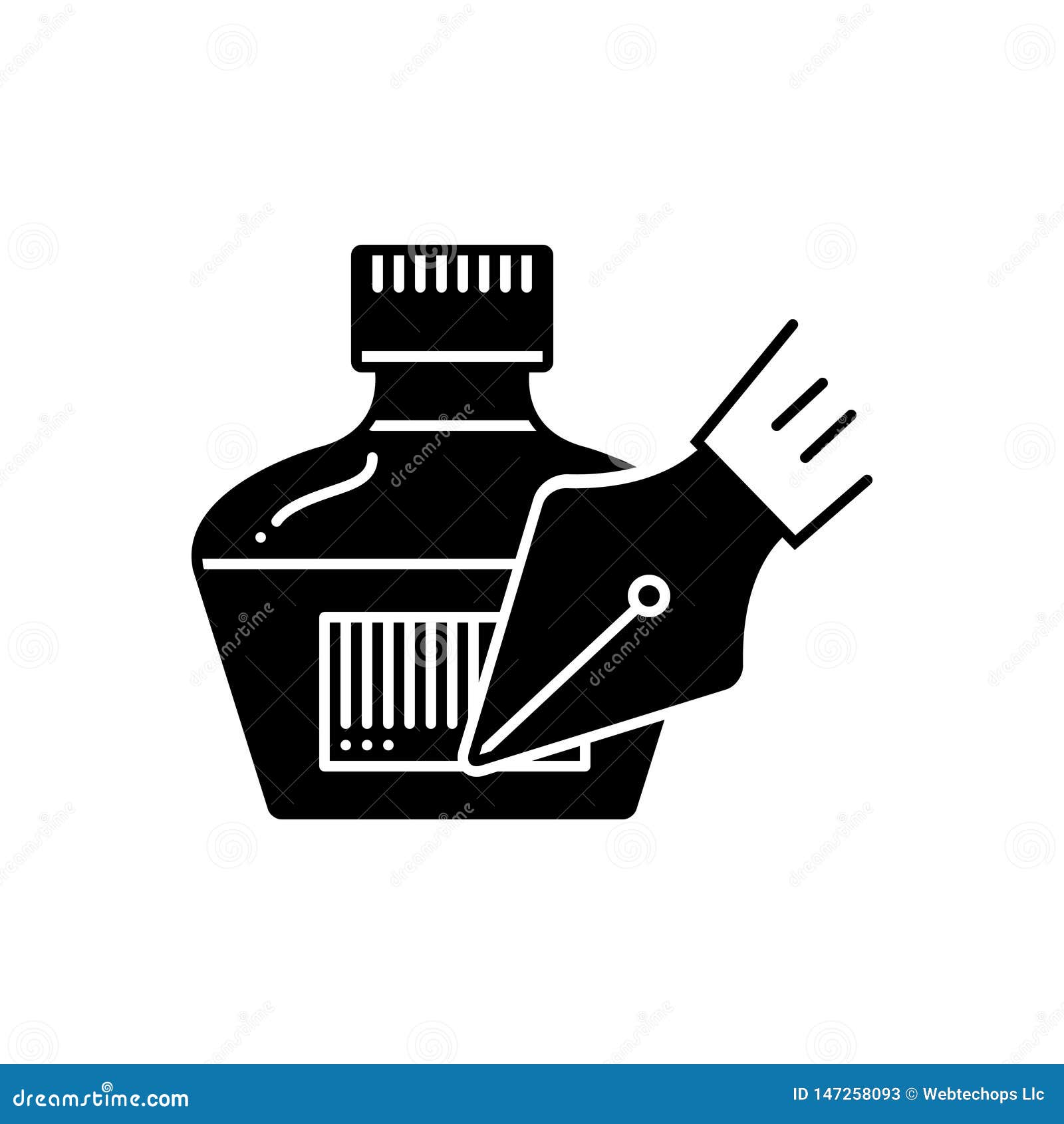 Black Solid Icon for Inkpot, Pen and Museum Stock Vector - Illustration ...
