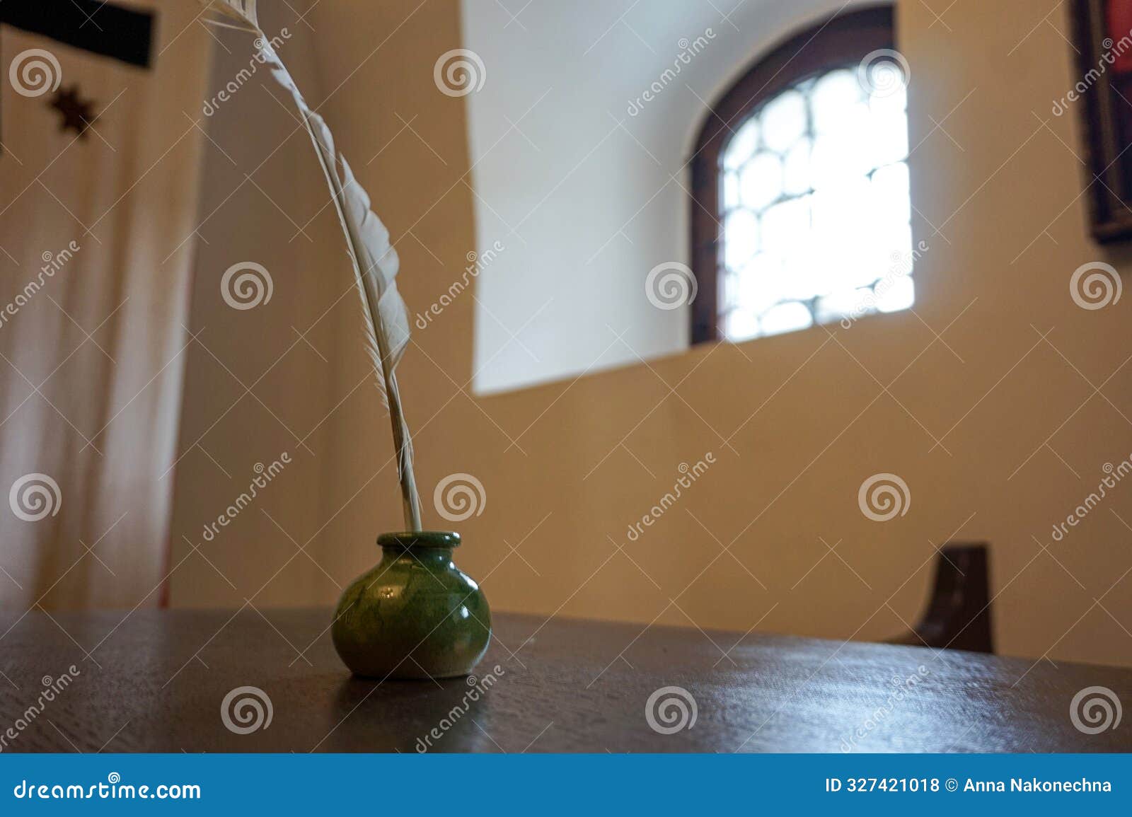 An Inkwell and a Feather Stand on the Table Stock Photo - Image of ...