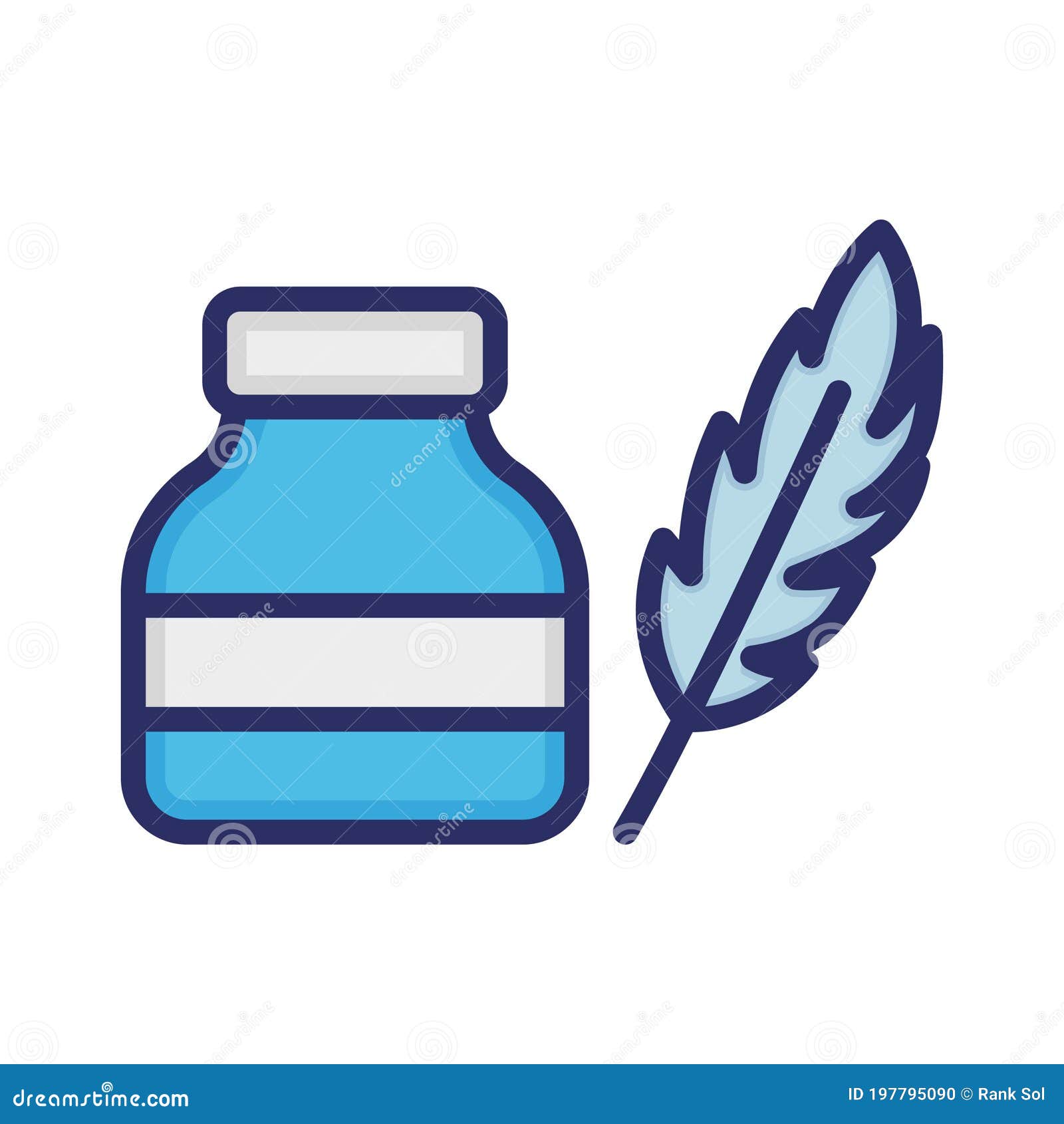 Inkwell, Ink, Feather, Write Fully Editable Vector Icon Stock Vector ...