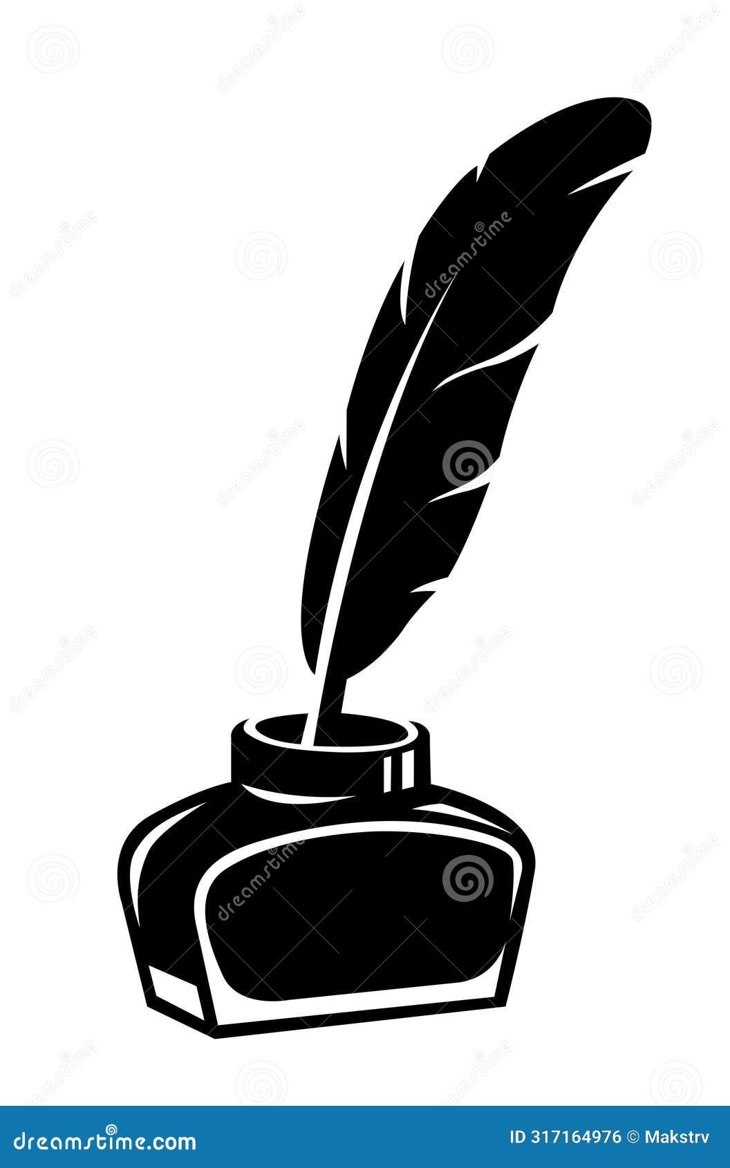 Inkwell with Pen for Writing, Logo. Stock Vector - Illustration of ...