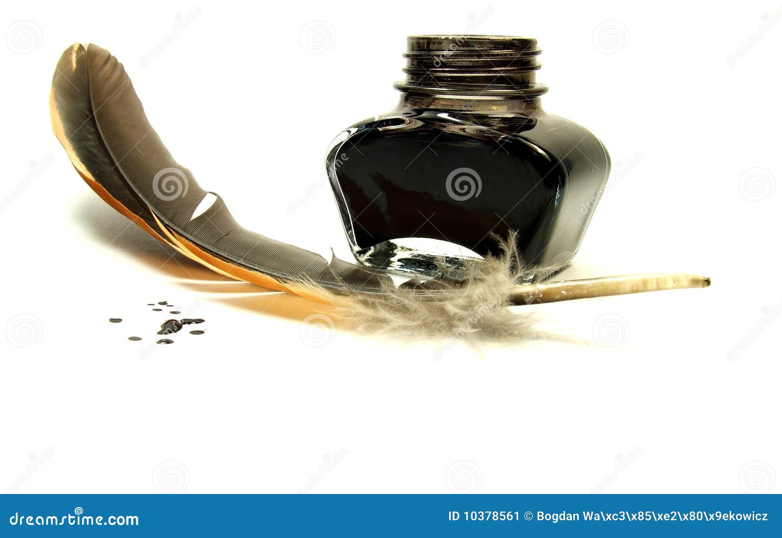 Inkwell and quill stock image. Image of desk, school - 10378561
