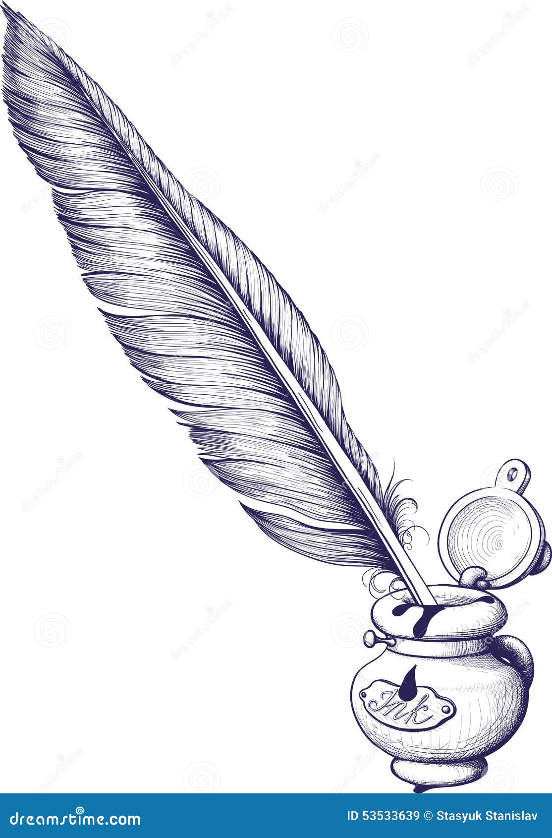 Inkwell And Quill Pen Cartoon Vector | CartoonDealer.com #53533639