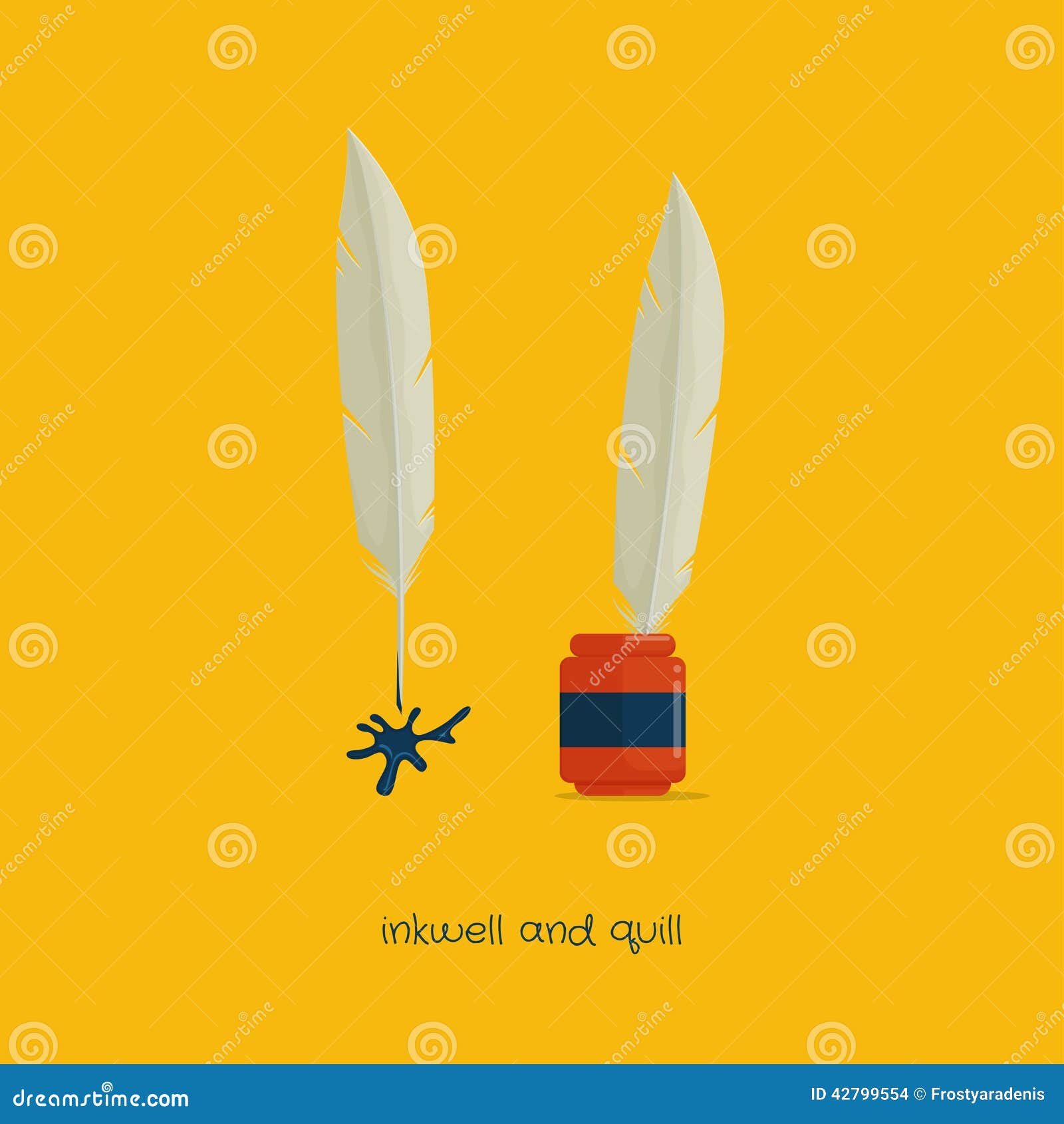 Inkwell and Quill stock vector. Illustration of backgrounds - 42799554