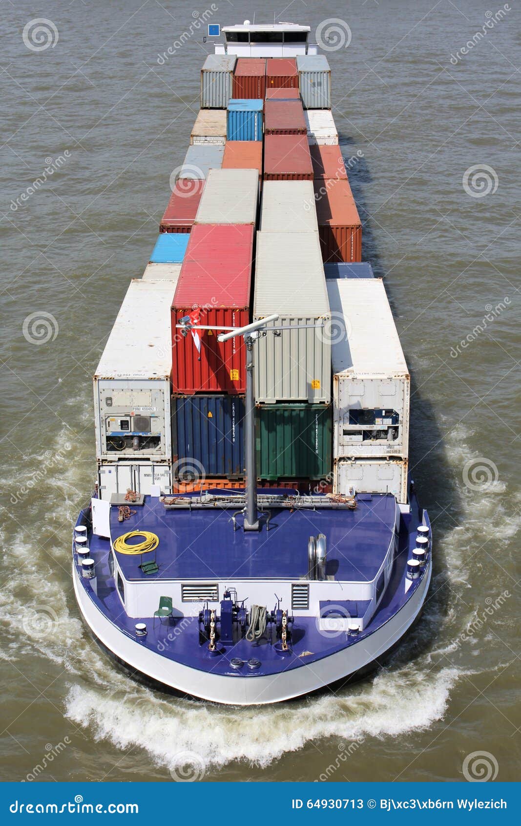 Inland container vessel stock image. Image of load, freighter - 64930713