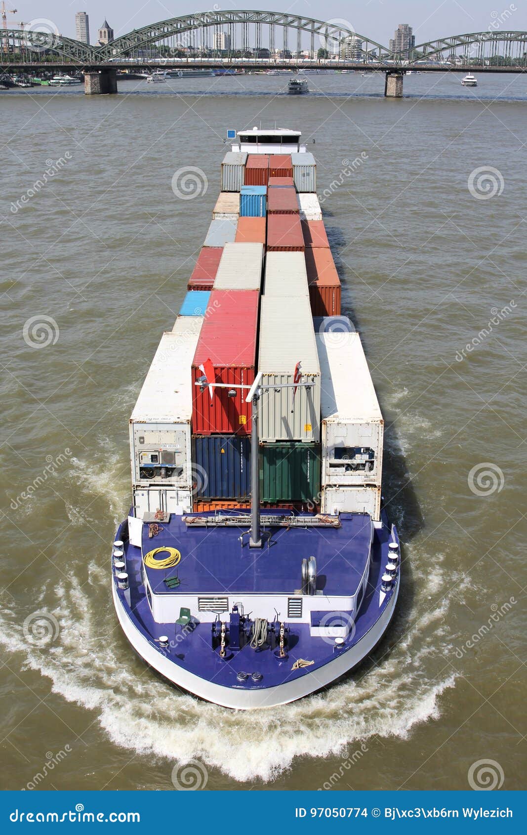 Inland container vessel editorial stock image. Image of shipping - 97050774