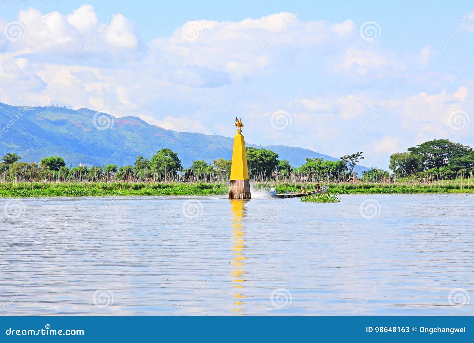 Inle Lake Floating Farm and Beacon, Myanmar Stock Image - Image of ...