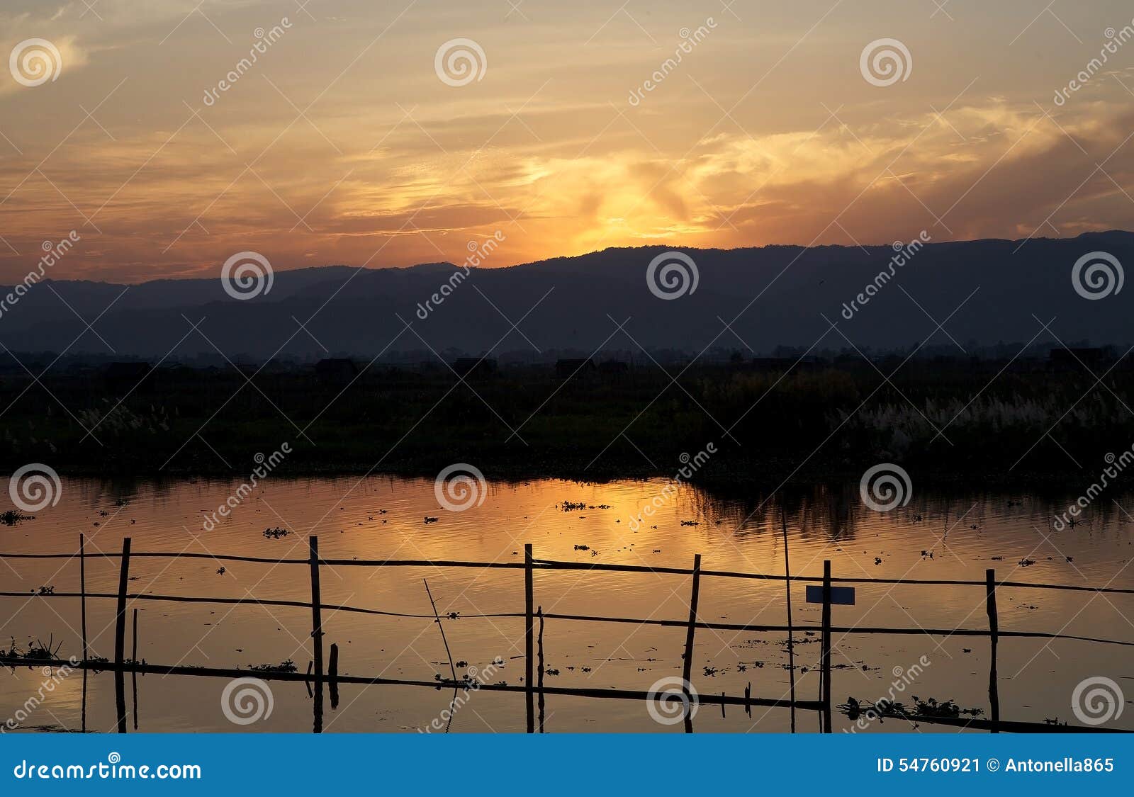 Inle Lake at the sunset stock image. Image of destination - 54760921