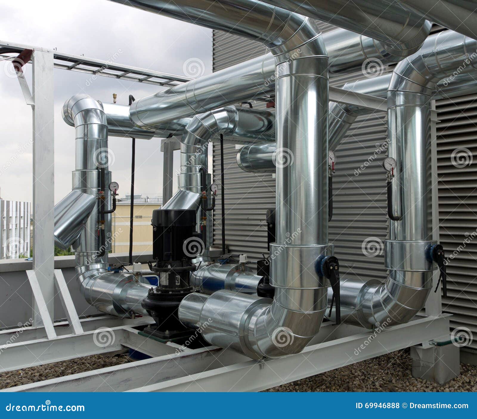 Inline Centrifugal Pumps with Pipework Stock Photo - Image of transfer ...