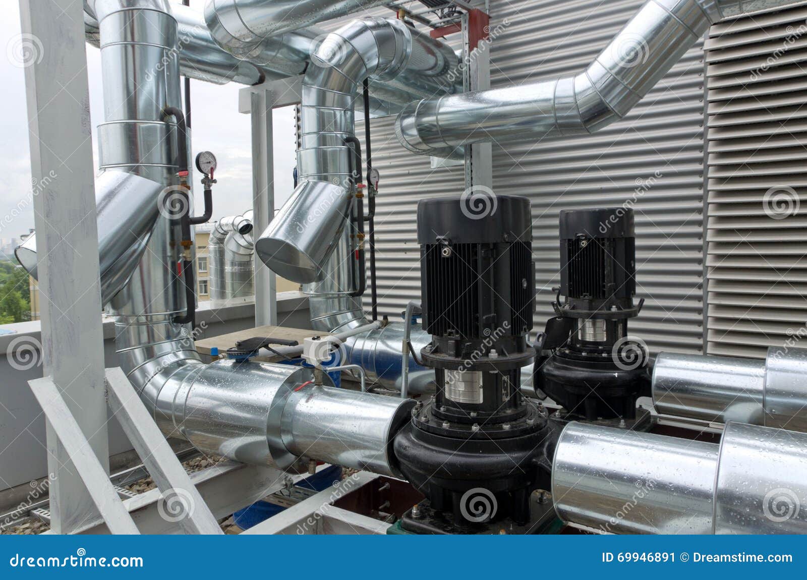 Inline Centrifugal Pumps with Pipework Stock Image - Image of inline ...