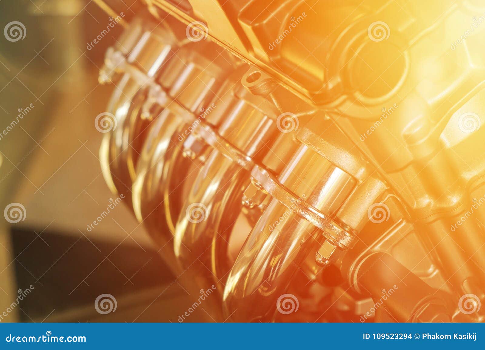 Inline Four Cylinders Motorcycle Engine. Stock Photo - Image of fast ...