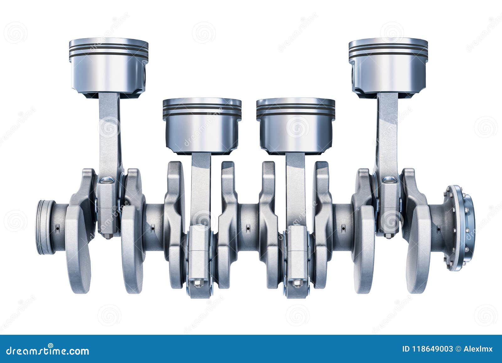 Inline-four Engine, Side View. 3D Rendering Stock Illustration ...