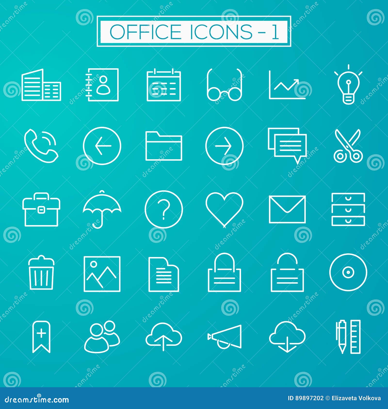 Inline Office Icons Collection Stock Vector - Illustration of chart ...