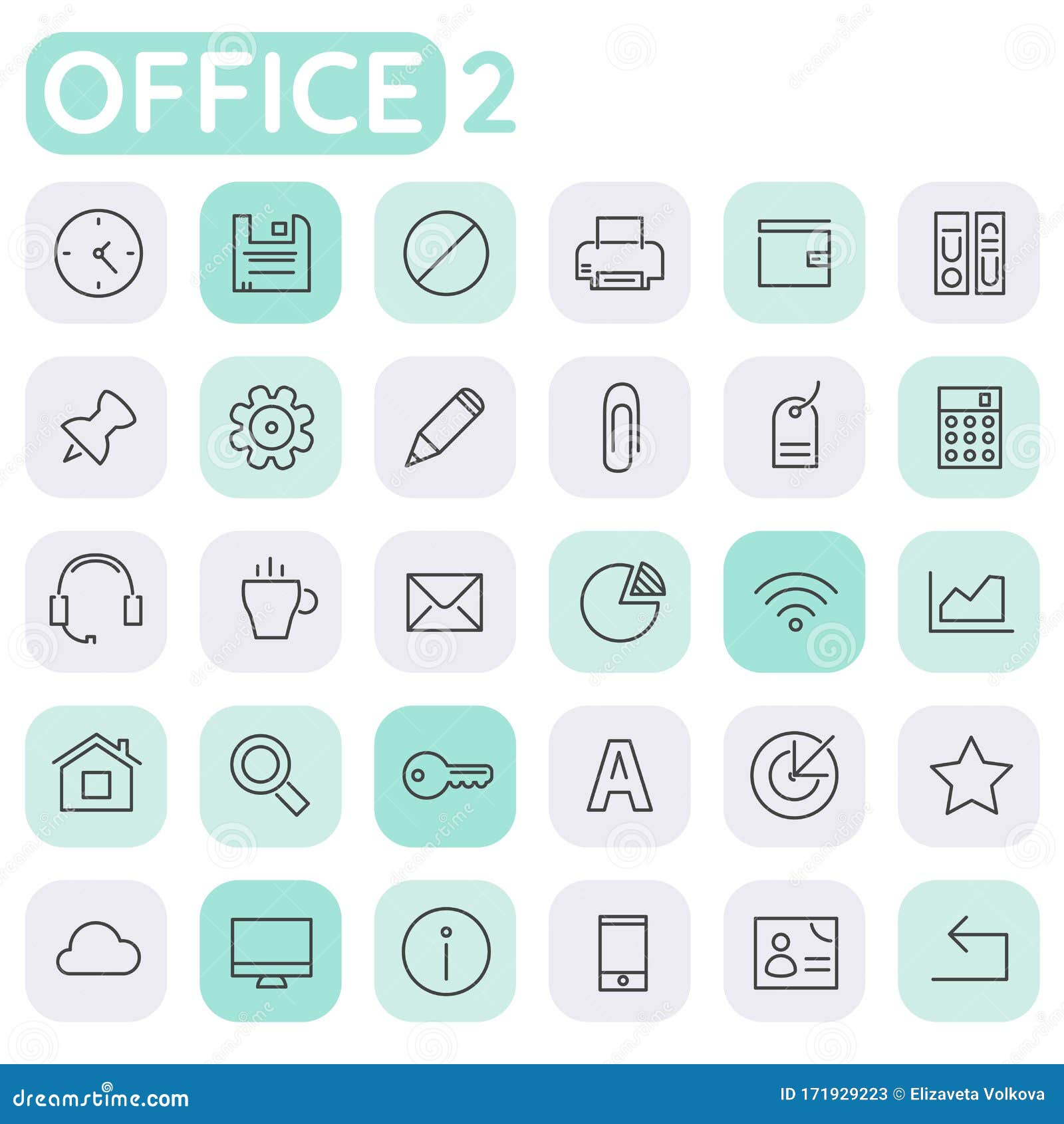 Inline Office Icons Collection, Trendy Linear Icons Stock Vector ...