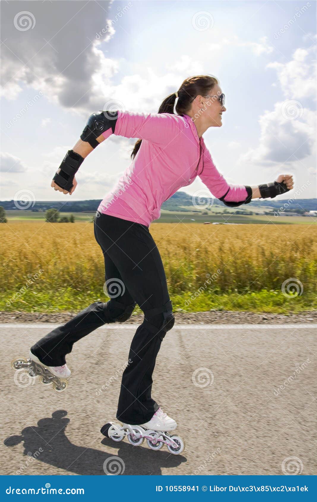 Inline riding stock image. Image of fast, activity, female - 10558941