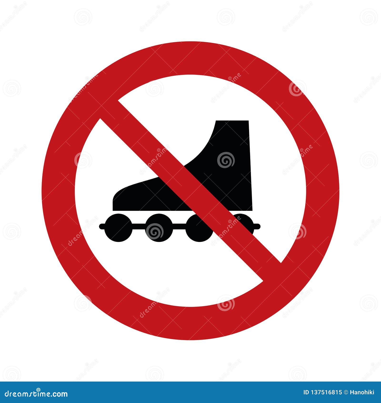 Inline Skate Forbidden Sign - No Skating Sign - Vector Illustration ...