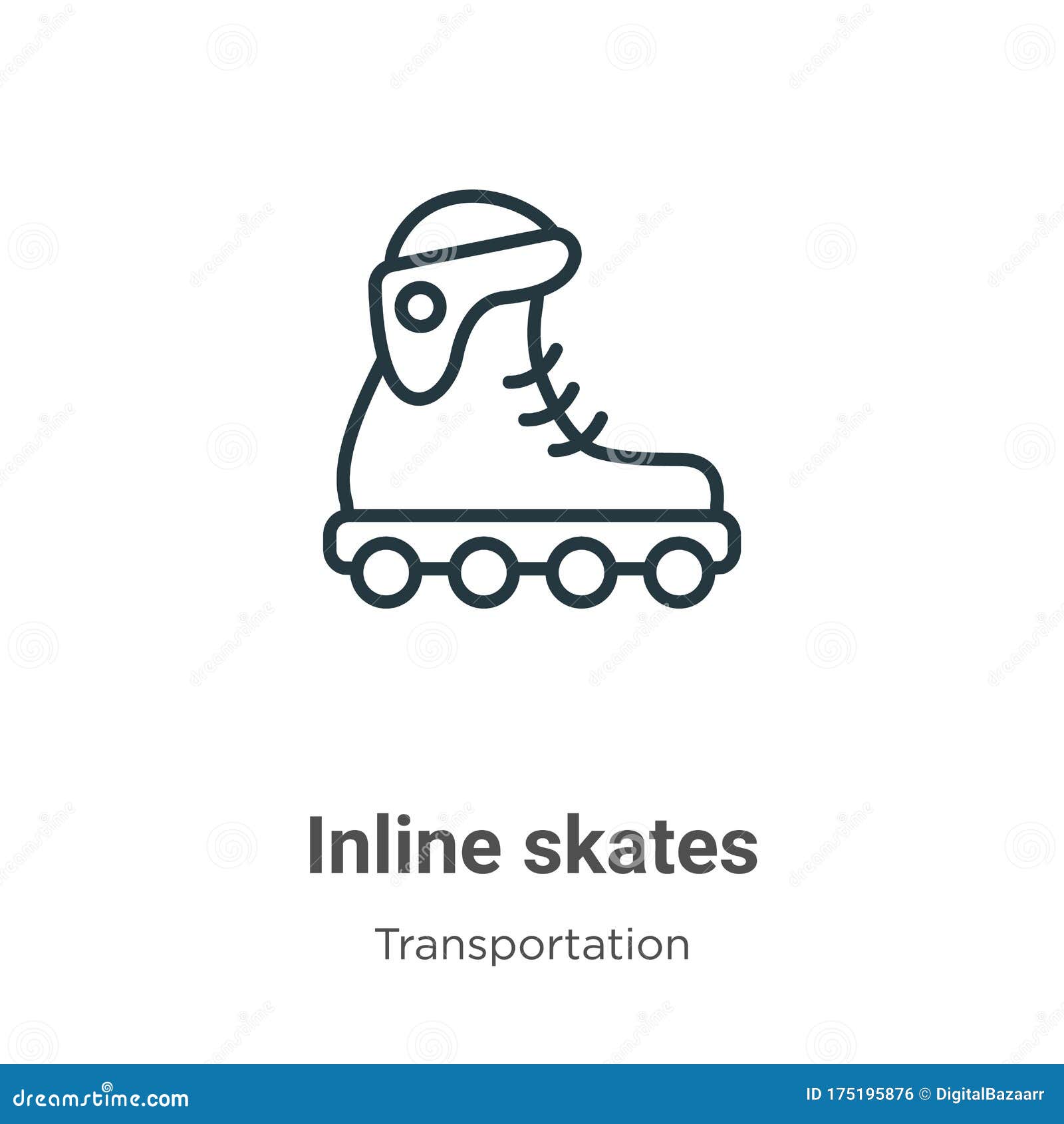 Inline Skates Outline Vector Icon. Thin Line Black Inline Skates Icon ...
