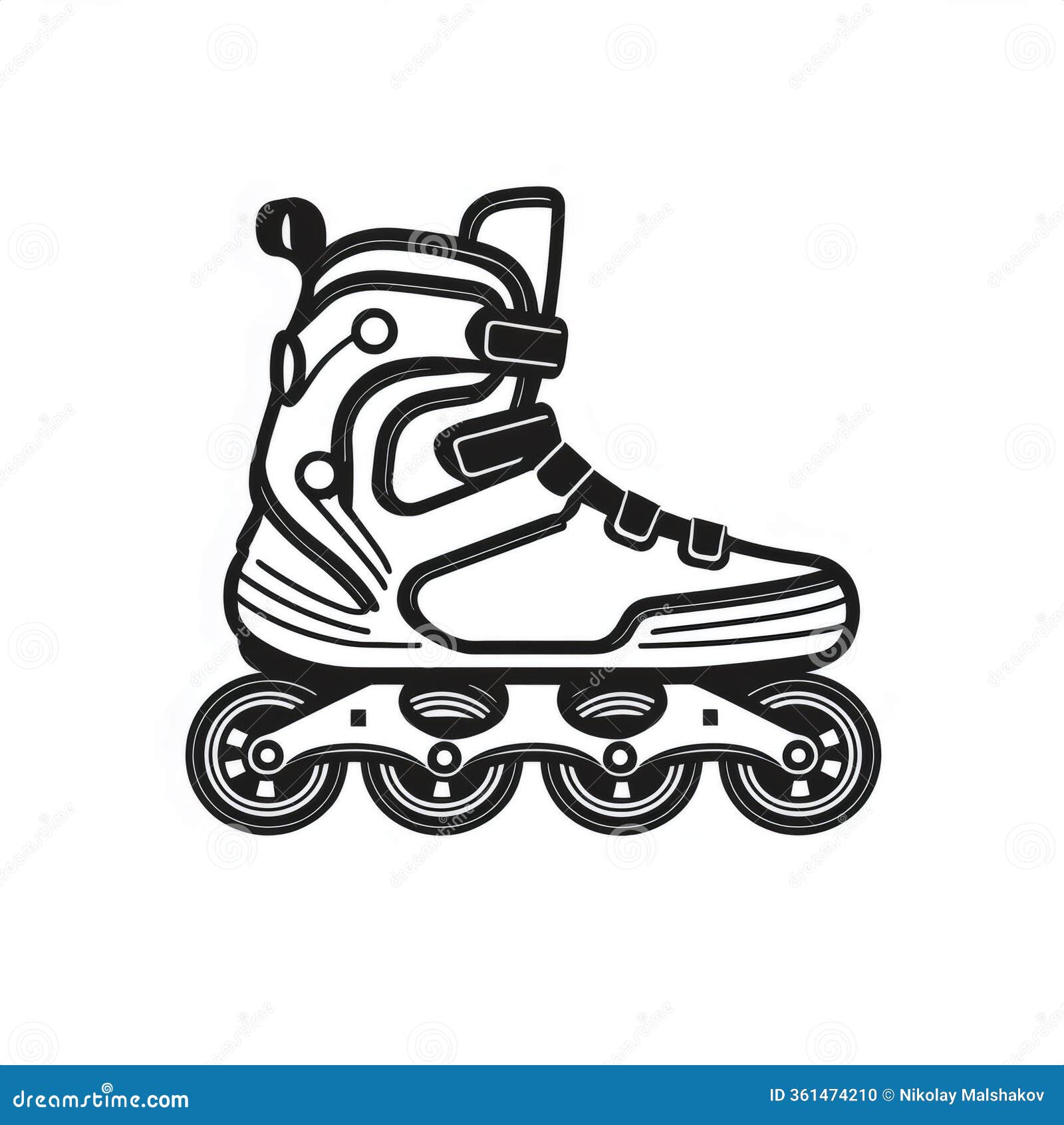 Side View of an Inline Skate Boot, Featuring Wheels, Straps, and ...