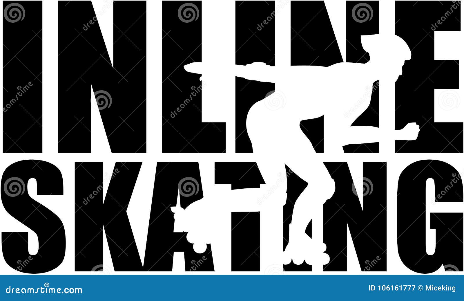 Inline Skating Word With Silhouette Cutout Cartoon Vector ...