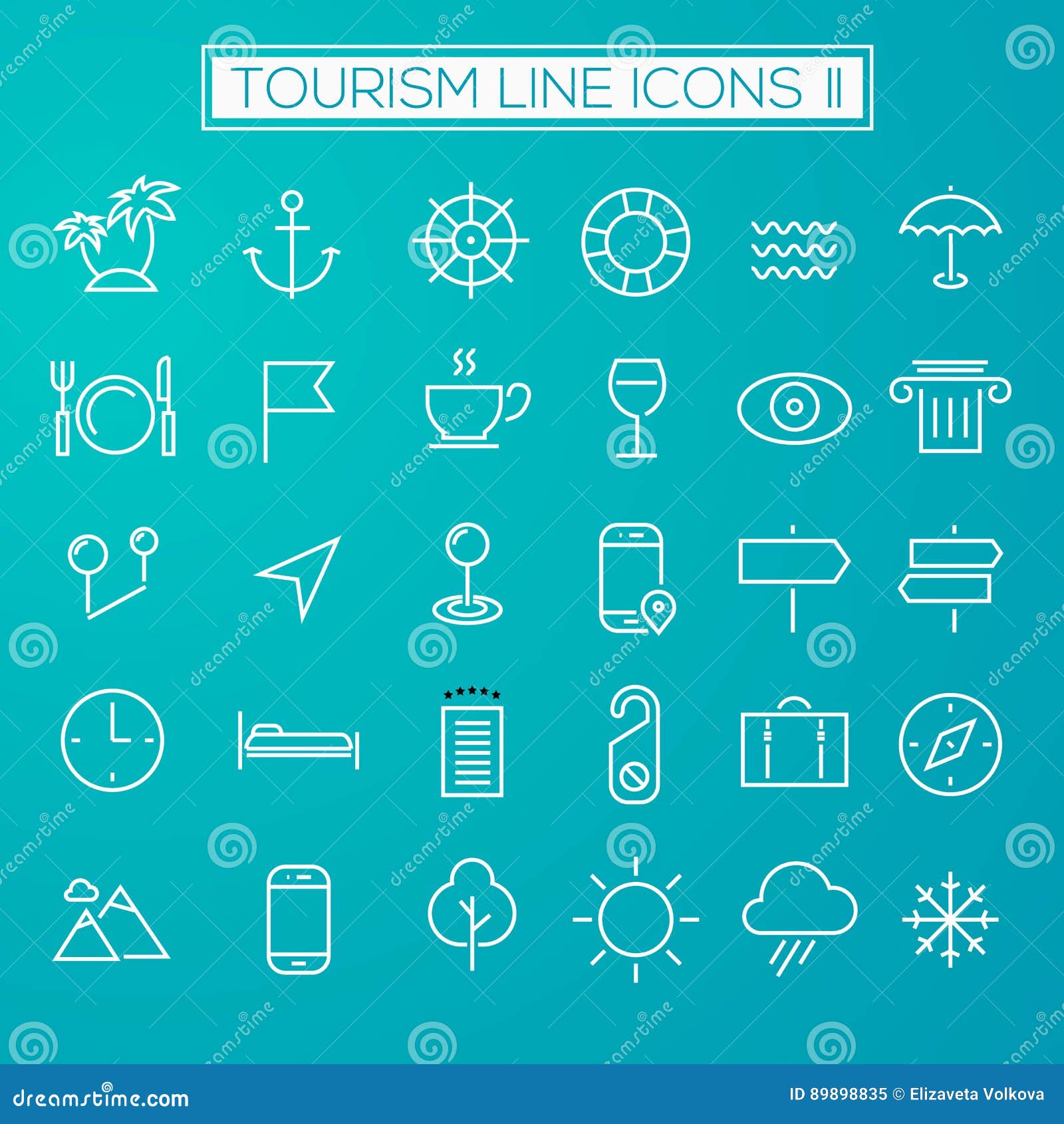 Inline Tourism Icons Collection Cartoon Vector | CartoonDealer.com ...