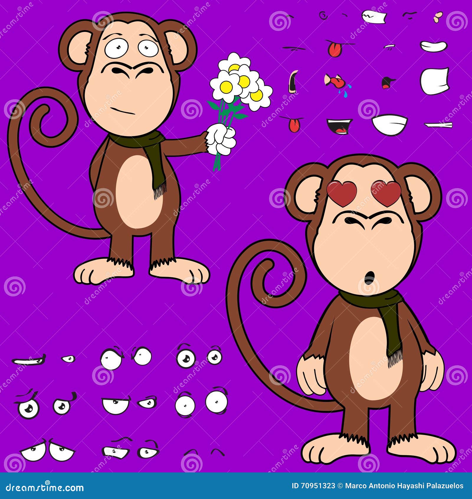 Inlove Ape Cartoon Expressions Set Stock Illustration - Illustration of ...