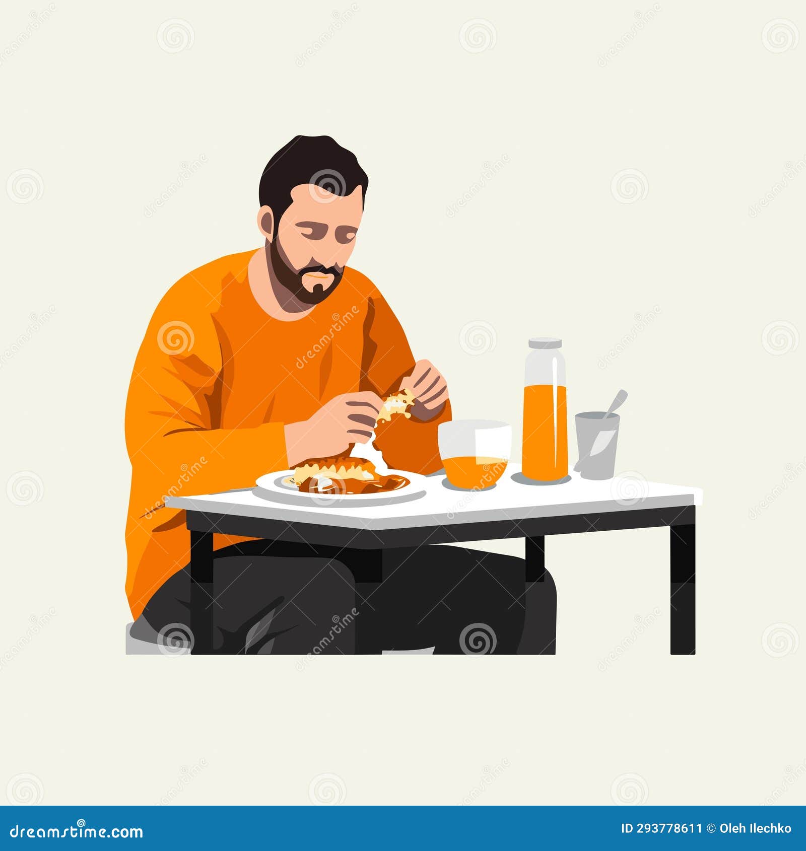 Inmate Eating Vector Flat Minimalistic Isolated Illustration Stock ...