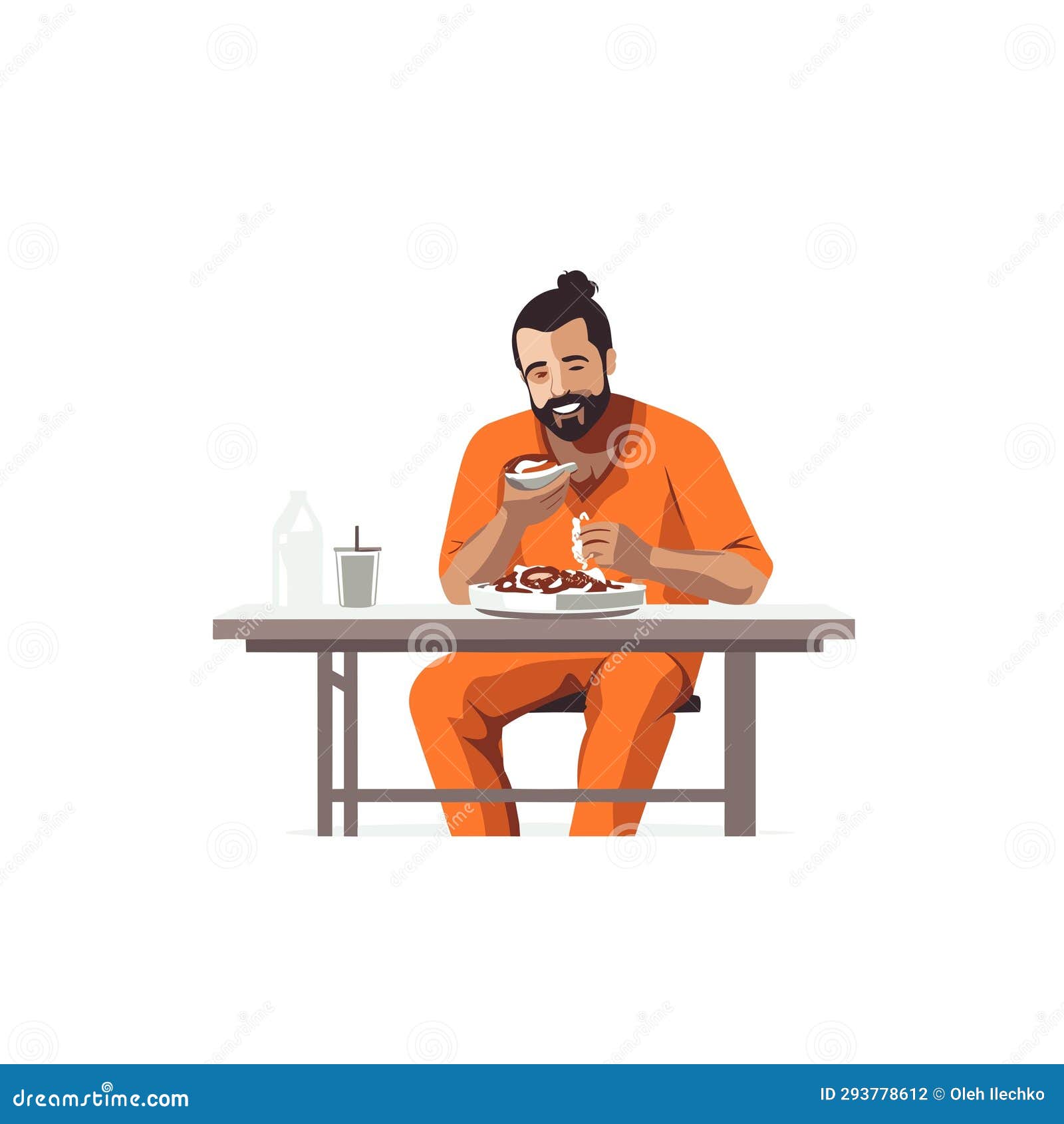 Inmate Eating Vector Flat Minimalistic Isolated Illustration Stock ...
